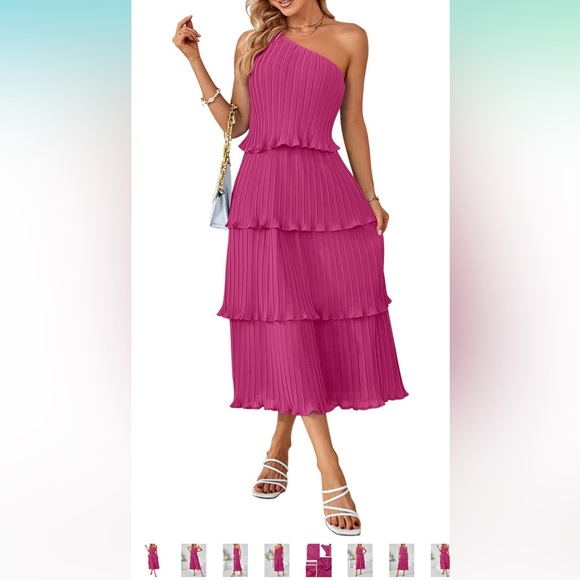 Dresses | One Shoulder Hot Pink Ruffled Tiered Dress | Poshmark